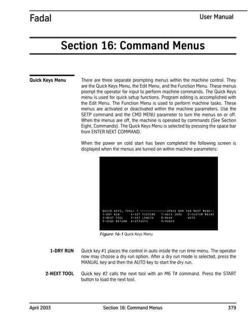 Fadal Survey Menu Manual | PDF