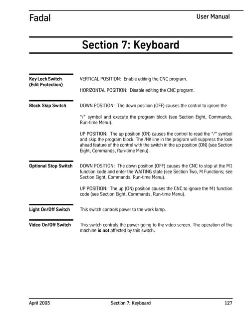 Fadal Operator's Manual | PDF