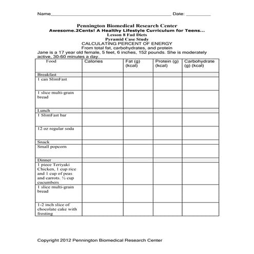 Fad diet assignment case study unit 8 | PDF