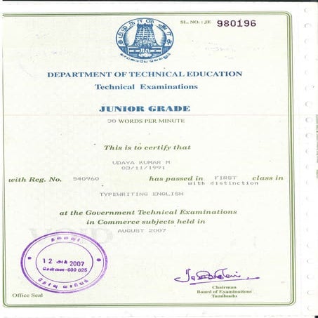 type writting certificate | PDF
