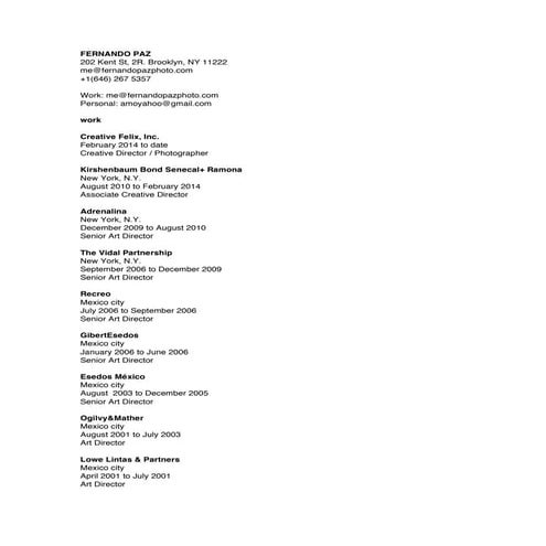 Fernando Paz resume 2016 | PDF