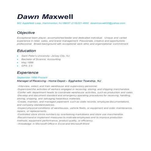 dawns resume | DOCX