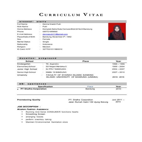 CV PUTRI 1 | PDF