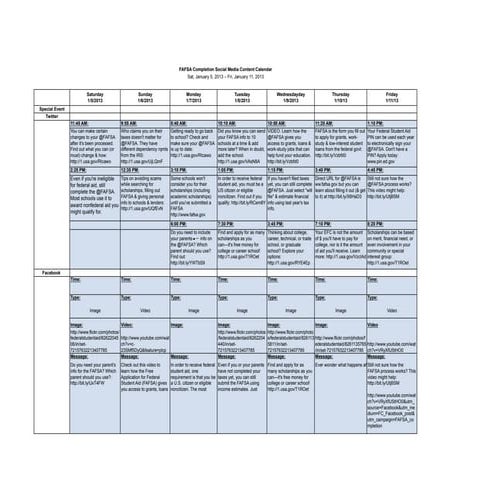 FAFASA Completion Calendar 1/5 - 1/11 | PPT