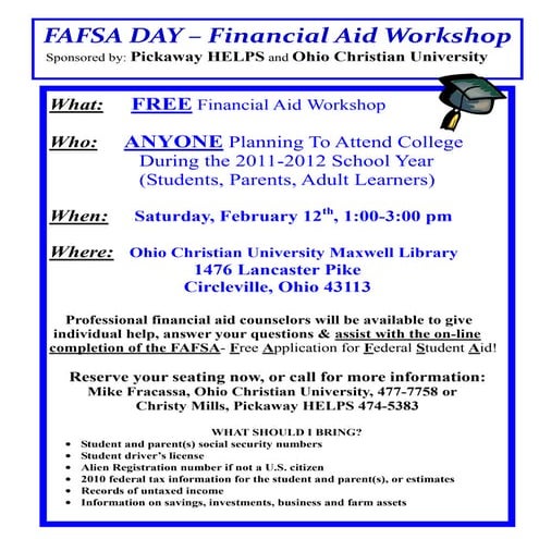 Fafsa Day flyer 2011 | PDF | Student Financial Aid | Financial Assistance