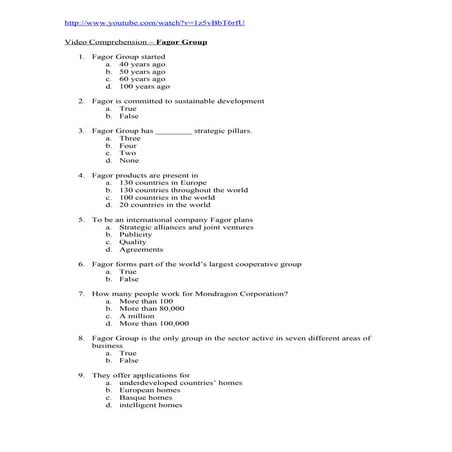 Fagor group listening comprehension | PDF