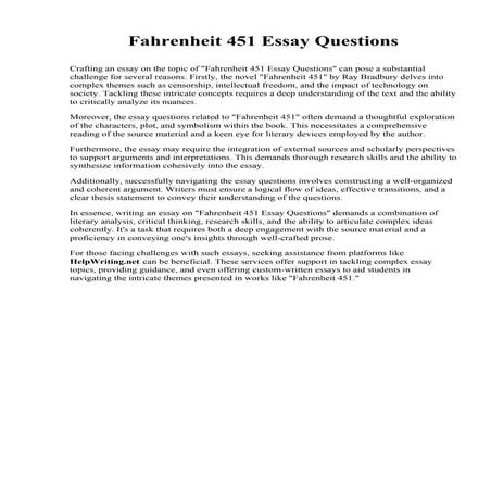 Fahrenheit 451 Essay Questions.pdf