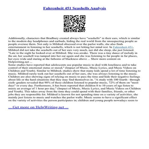 Fahrenheit 451 Seashells Analysis | PDF