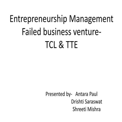 Failed business venture- TCL and Thomson | PPTX