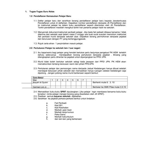 Fail Meja Guru Kelas | DOC