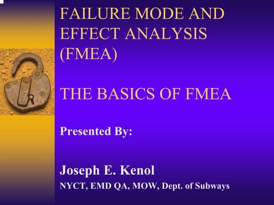 FAILURE MODE EFFECT ANALYSIS | PPTX | Mechanical and Industrial ...