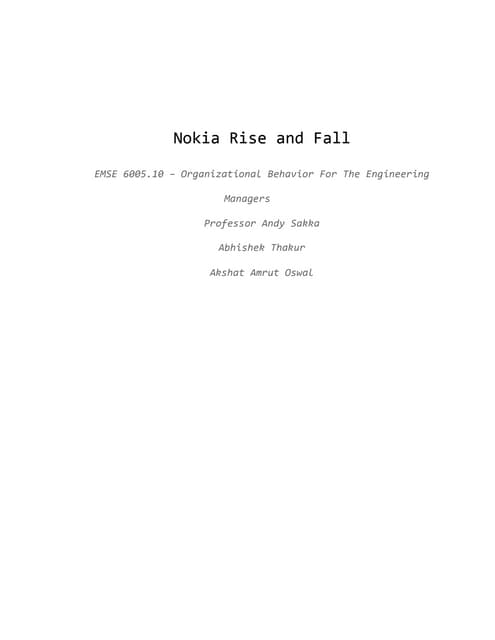 Case study NOKIA failure | PPTX