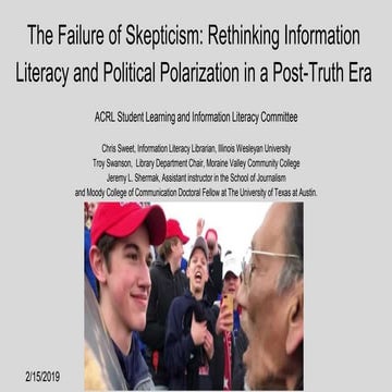 The Failure of Skepticism: Rethinking Information Literacy and ...