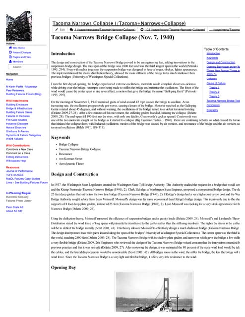 Tacoma Narrows Bridge Presentation | PPTX | Science