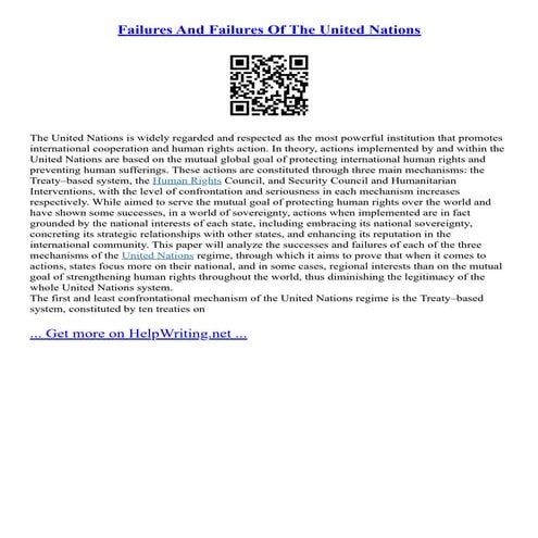 Failures And Failures Of The United Nations | PDF