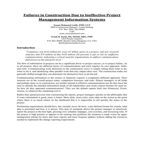 Failures in construction due to ineffective project management ...