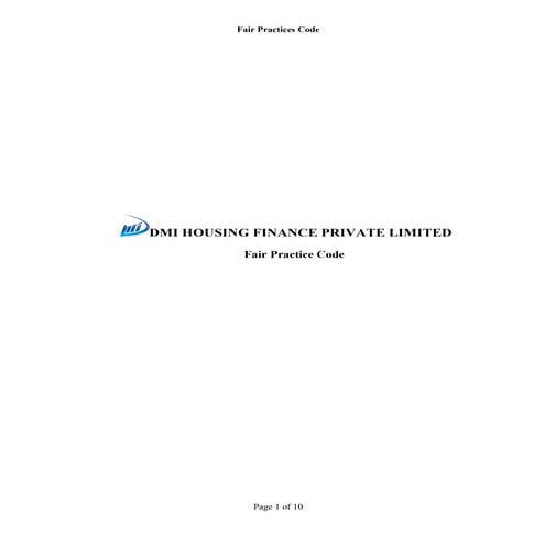 Fair practice code - DMI Housing Finance Pvt. Ltd. | PDF | Home ...