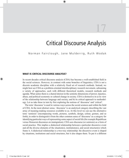 Introducing Critical Discourse Analysis | PPTX