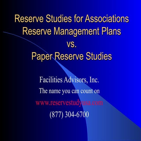 Reserve Management Plan | PPT