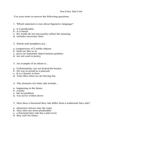 Fairy tale test | PDF | Family and Relationships