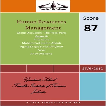 Faisa l case study group discussion (hrm) paris hotel | DOCX