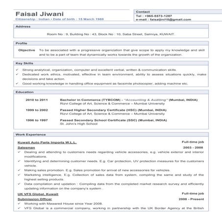 Faisal jiwani resume | DOCX