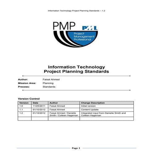 IT Project Planning Standards V 1.2 | PDF