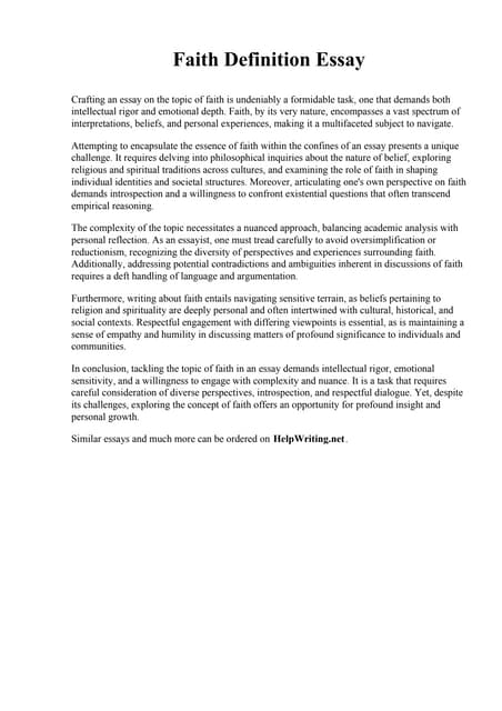 Essay On Faith | PDF