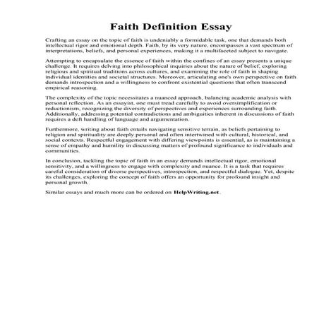 Faith Definition Essay. 5 Types of Faith - LetterPile | PDF