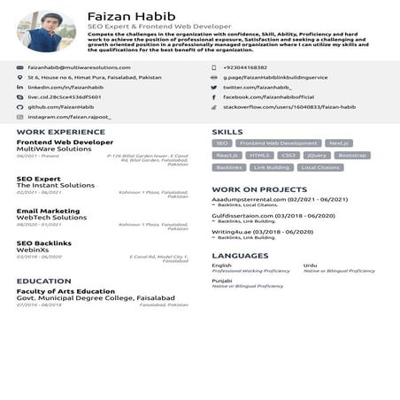 Faizan habib cv and resume | PDF