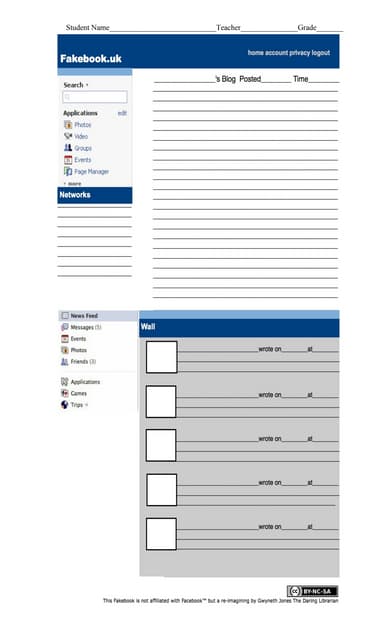 Fakebook Worksheet