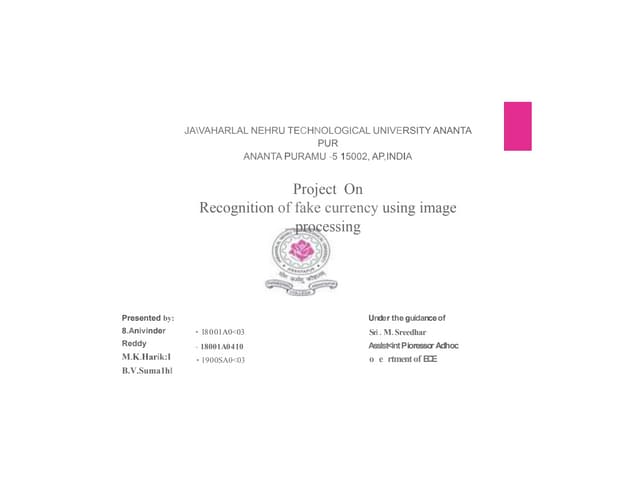 Fake Currency Detection Using Image Processing Ppt