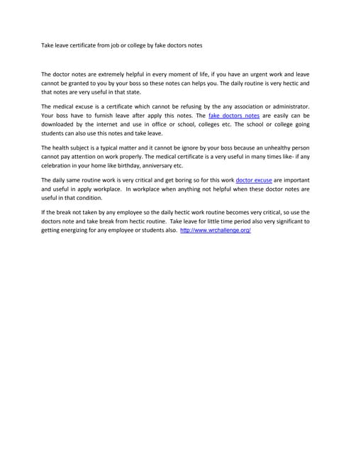 Fake Doctors Note For College