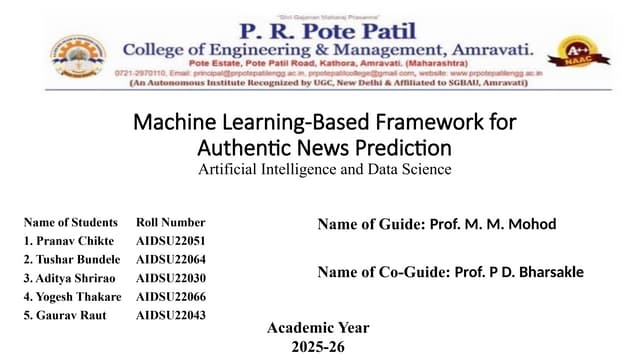 FAKE NEWS DETECTION PPT | PPTX