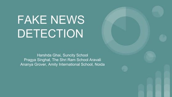 Fake News Detection Using Machine Learning Algorithm Ppt