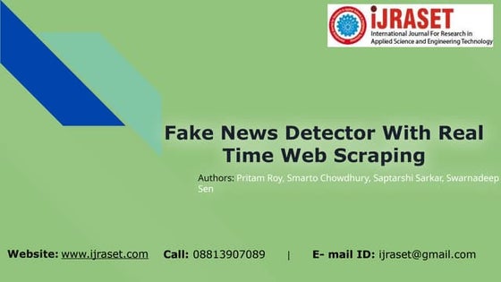 FAKE NEWS DETECTION PPT | PPTX | Computing | Technology & Computing