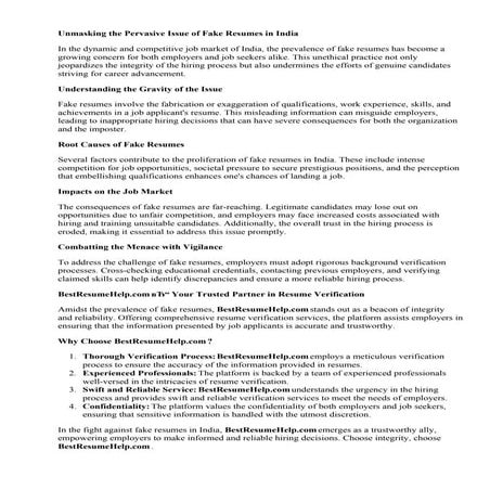 Fake Resumes In India. Fake Resume Example | PDF