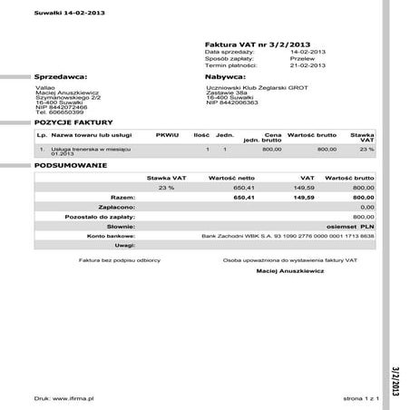 Faktura 3 2_2013_14-02-2013 | PDF