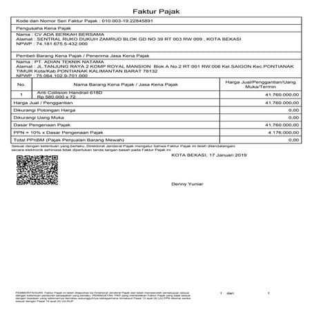 [Faktur pajak] anti collision handrail | PDF