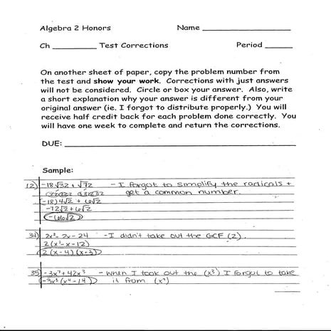 Test Corrections Sample | PDF | Educational Assessment | Education