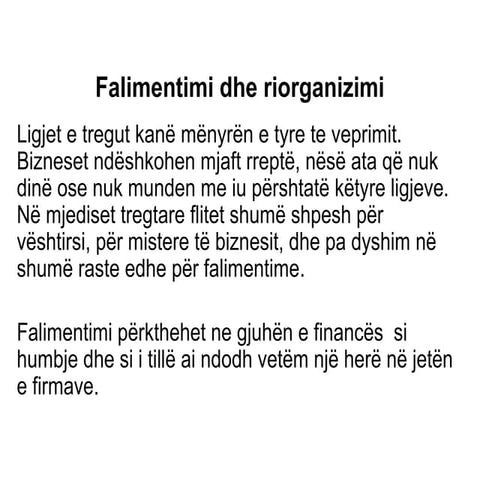 Falimentimi dhe riorganizimi | PPT