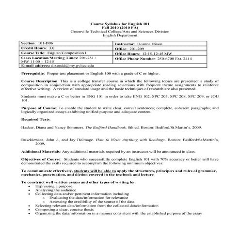 Fall 10 MW Syllabus | PDF