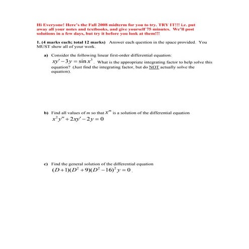 Fall 2008 midterm | PDF