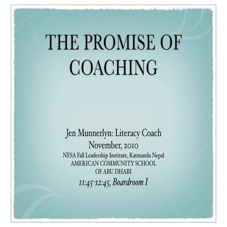 The Promise of Coaching | PDF