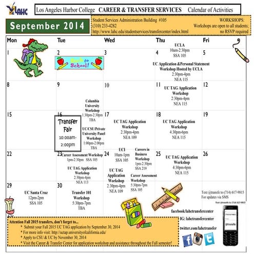 LAHC Transfer Calendar Fall 2014 | PPT