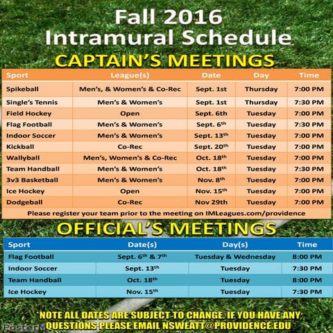 Fall 2015 intramural schedule flyer | PPTX