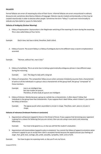 Recognizing Fallacies Constructing sound arguments requires .docx | Science