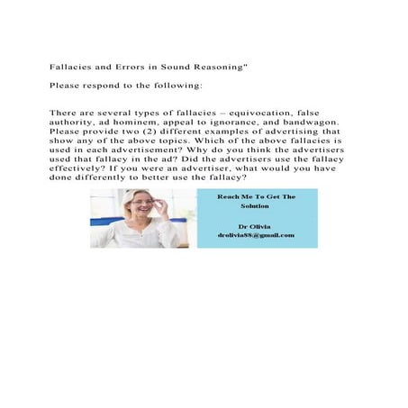 Fallacies and Errors in Sound ReasoningPlease respond to th | DOCX