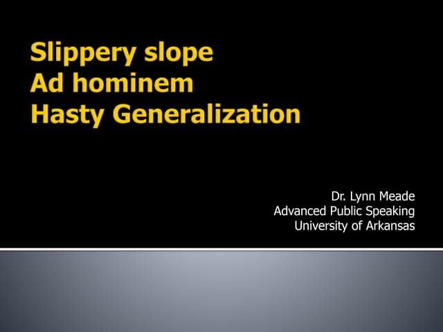 Generalization Fallacy Chapter 18 Fallacies Of Presumption” In