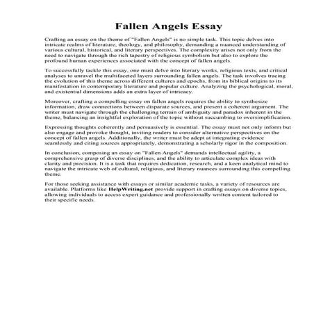 Fallen Angels Essay | PDF